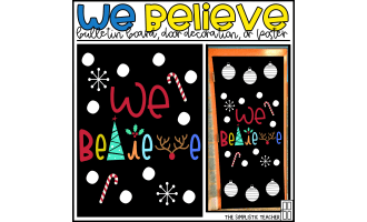 Groovy Retro Christmas Door Decoration Kit or December Bulletin Board ...