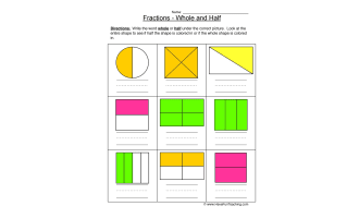 Fractions Half Third Fourth Worksheet by Teach Simple