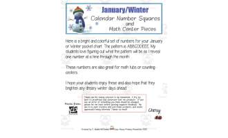 Penguin Calendar Number Squares & Math Center Pieces by Teach Simple