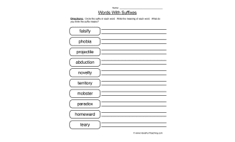 Word Meanings with Affixes Worksheet by Teach Simple
