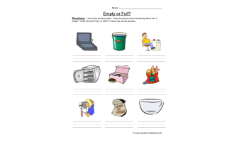 Full and Empty Opposites Activity by Teach Simple