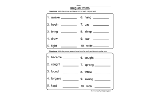 Finding Irregular Verbs Worksheet by Teach Simple