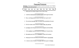 Pronouns Sorting Worksheet by Teach Simple