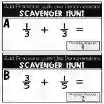 Adding Fractions w/ Like Denominators Scavenger Hunt by Teach Simple
