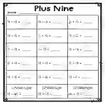 Adding Nine Worksheet by Teach Simple