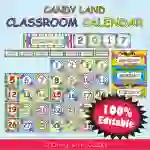 Classroom Calendar Decoration in Candy Land Theme - 100% Editable by ...