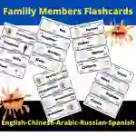 Family Members Flashcards: Multilingual ESL English/Chinese/Arabic/Rus ...