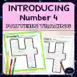 Number Recognition Worksheets | Pattern Tracing Activity | Number 4 by ...