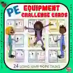 PE Equipment Challenge Cards: Long Jump Rope Tasks by Teach Simple