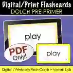 Pre-Primer Dolch Sight Words - Digital + Printable Flash Cards ...