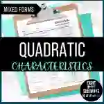Quadratic Function Key Features - Mixed Forms - Worksheet by Teach Simple