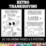 Retro Groovy Thanksgiving Coloring Pages & Posters by Teach Simple