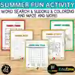 Summer Fun Activity Book for Kids Ages 3-5: Puzzles, Games, sudoku, word search, and Coloring ...