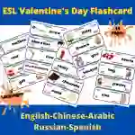 Valentine Day Flashcard Multilingual ESL English Chinese Arabic Russia ...