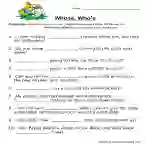 Whose, Who's Homophones Worksheet by Teach Simple