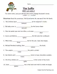 Suffix Ed Worksheets