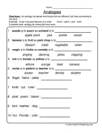 Analogies Worksheets For High School