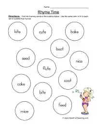 rhyming words coloring sheet