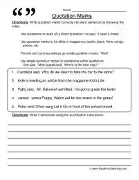 Using Quotation Marks Worksheets Commas And Quotation Marks In