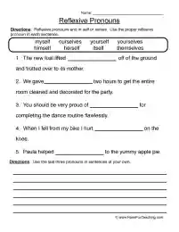 Reflexive Pronouns Worksheet In This Reflexive Pronoun Worksheet