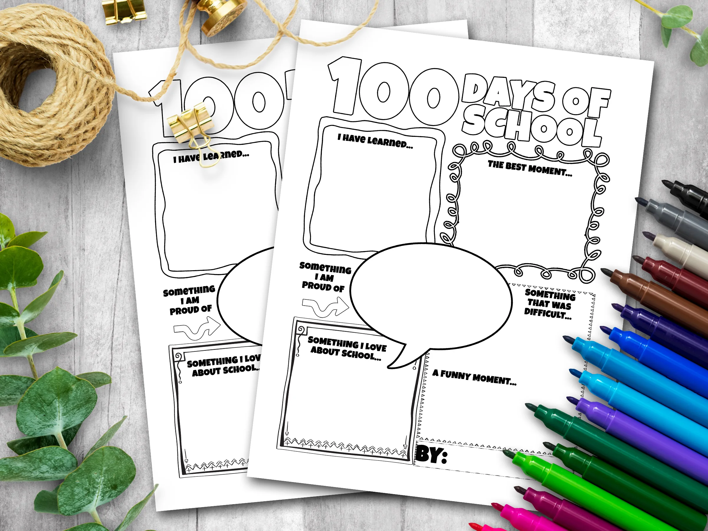 100th Day of School Worksheet, Writing Prompt Coloring Page Activity by ...