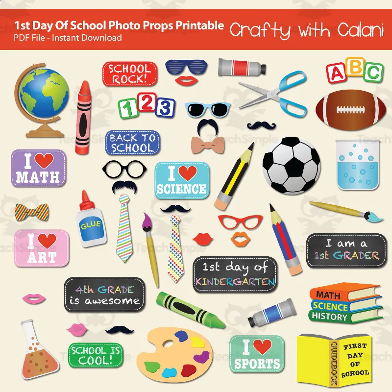 1st Day of School Photo Booth Prop Classroom Activity by Teach Simple