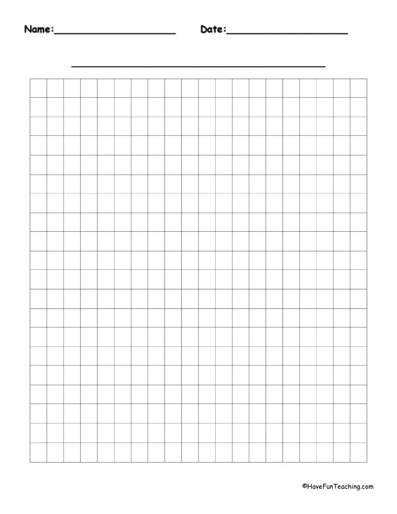 20 by 20 Blank Graph Paper by Teach Simple