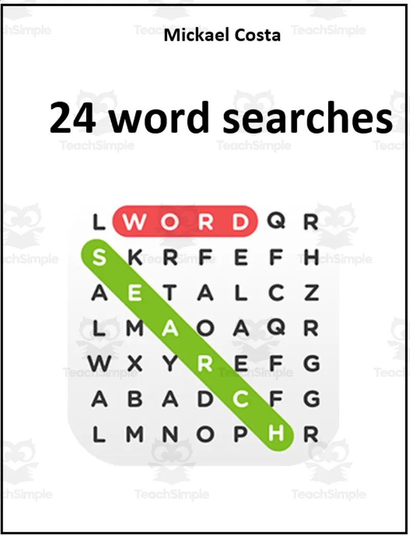 24 wordsearches by Teach Simple