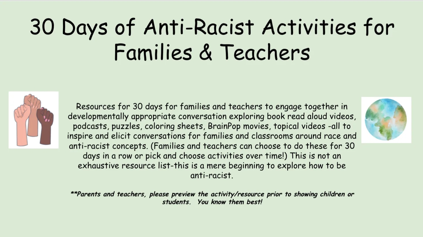 30 Days of Anti-Racist Activities for Teachers or Families by Teach Simple