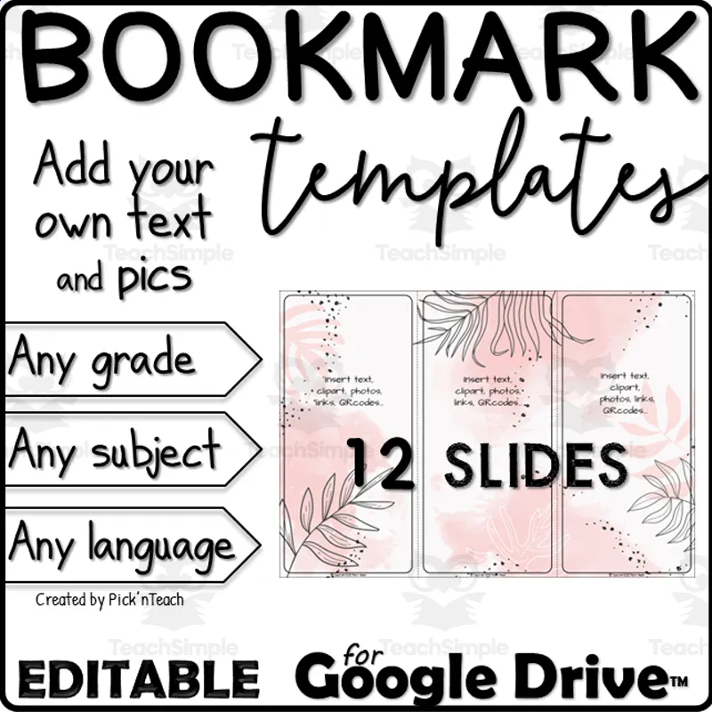 36 EDITABLE BOOKMARKS for your classroom - Nature #3 by Teach Simple