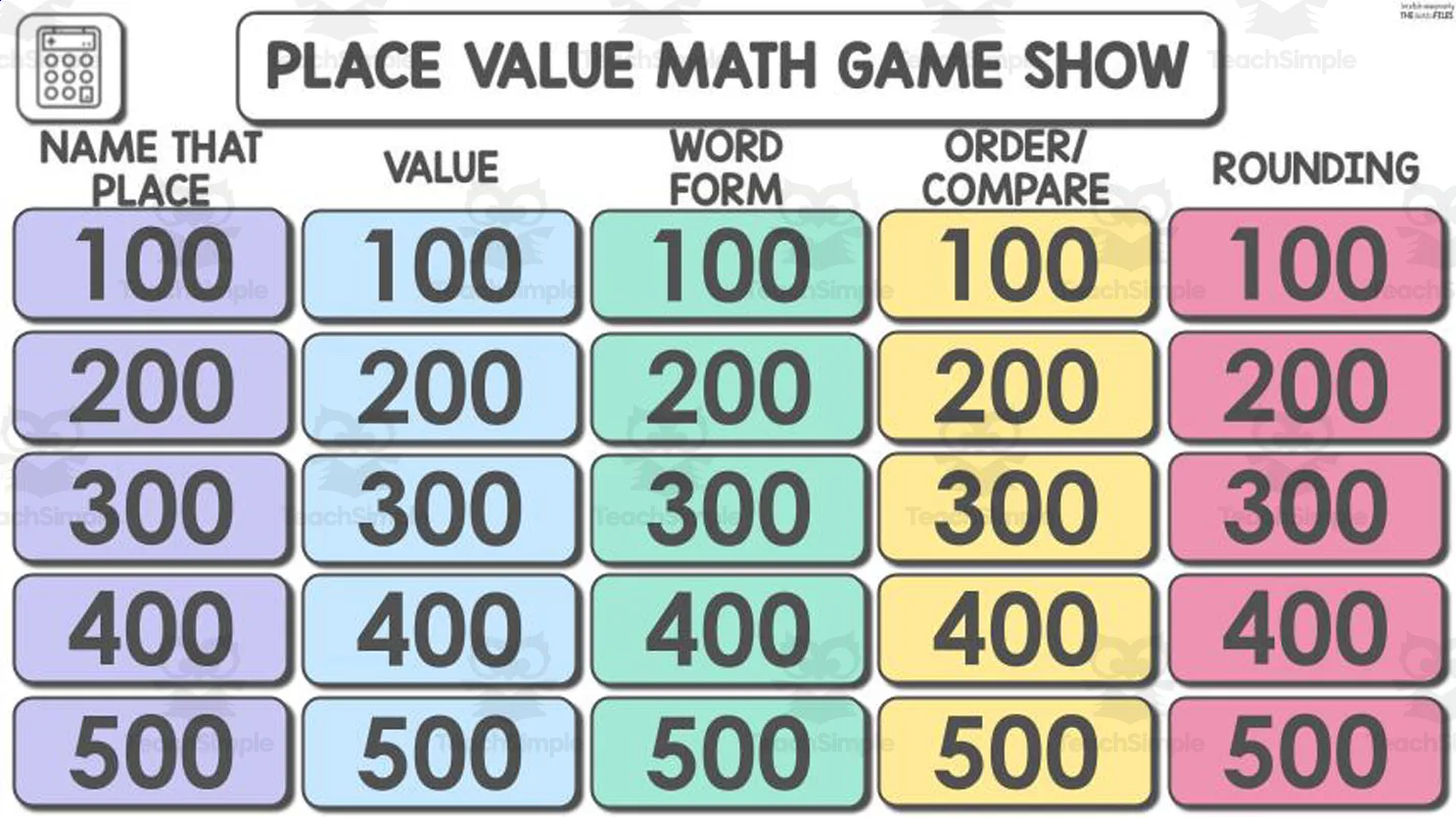 4th Grade Place Value Math Game Show by Teach Simple