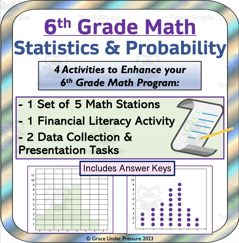 6th Grade Math: Statistics and Probability Bundle: 4 Activities by ...