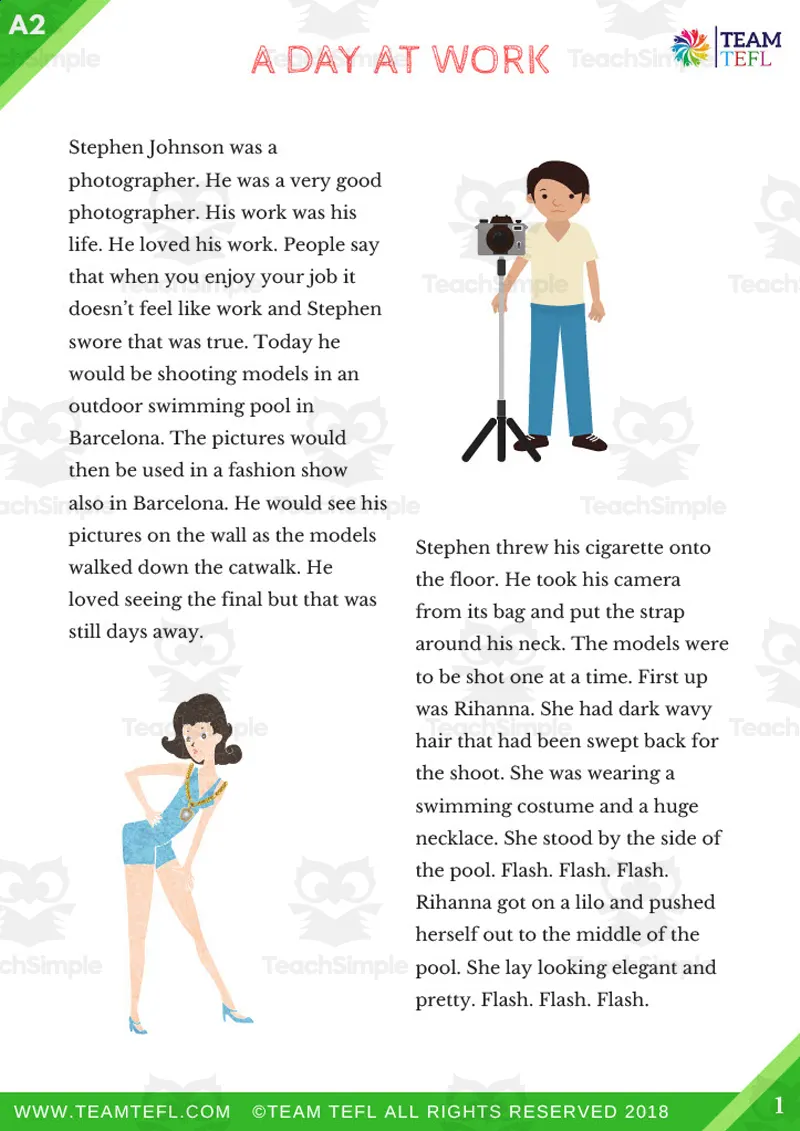 A Day at Work Short Story | Pre-Intermediate Lesson Plan by Teach Simple