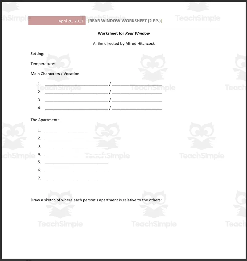 A Film Study: Rear Window by Teach Simple