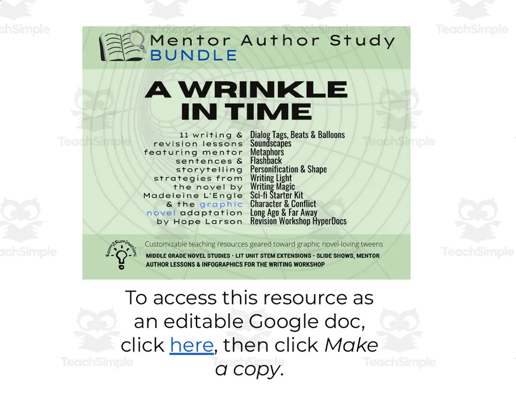 A Wrinkle in Time | Mentor Author Study Bundle by Teach Simple