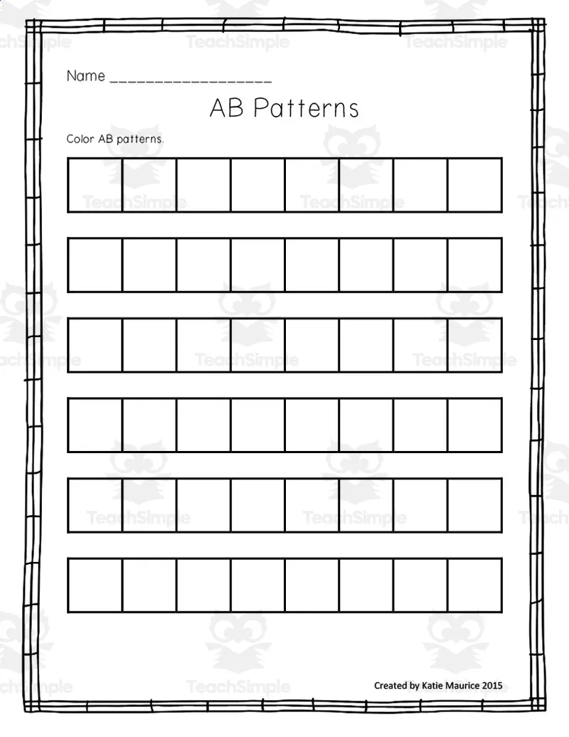 AB Patterns Worksheets by Teach Simple