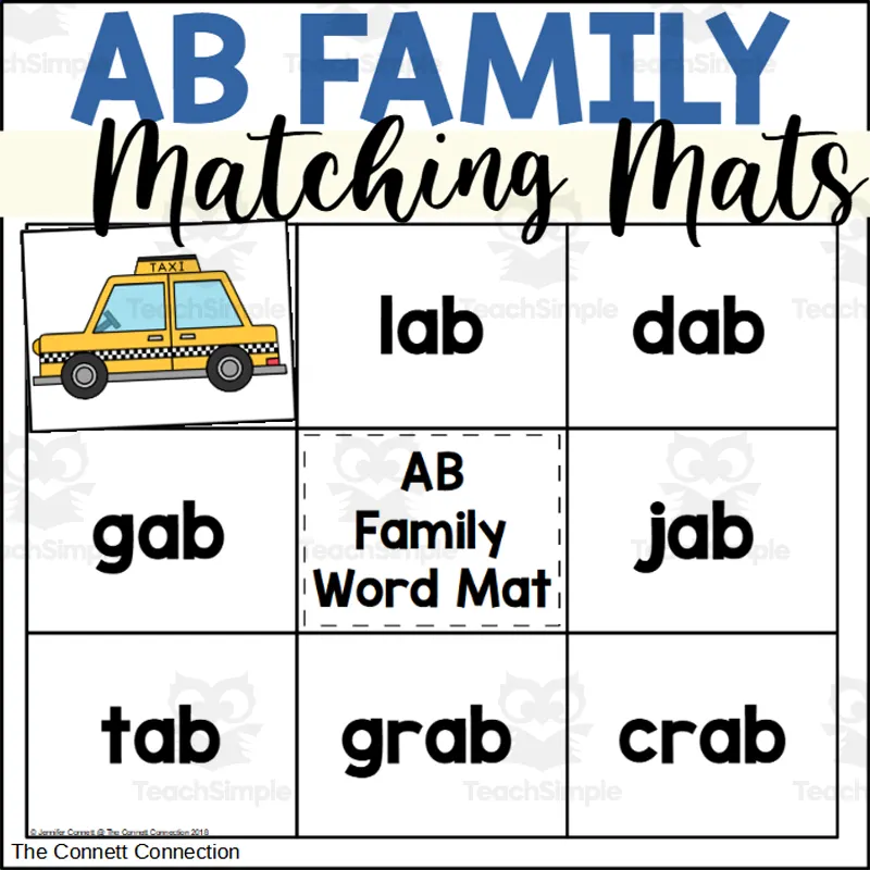 AB Word Family Matching Mat by Teach Simple