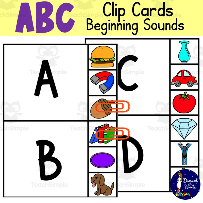 ABC Clip Cards Beginning Sounds by Teach Simple