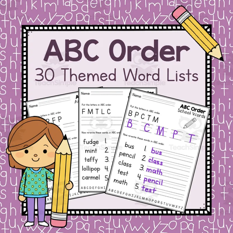 ABC Order Themed Word Lists by Teach Simple