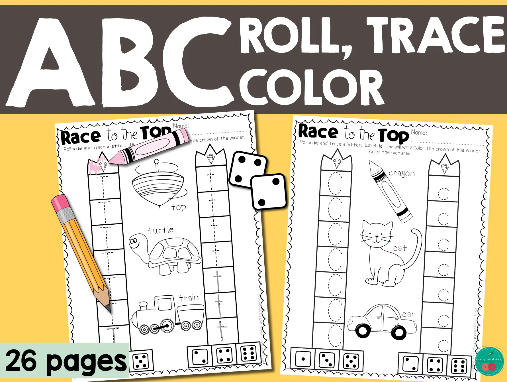 ABC Roll, Trace, and Color by Teach Simple