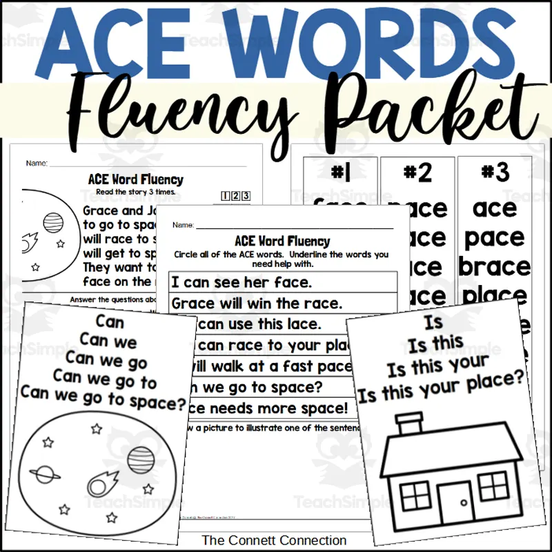 ACE Words Fluency Practice by Teach Simple