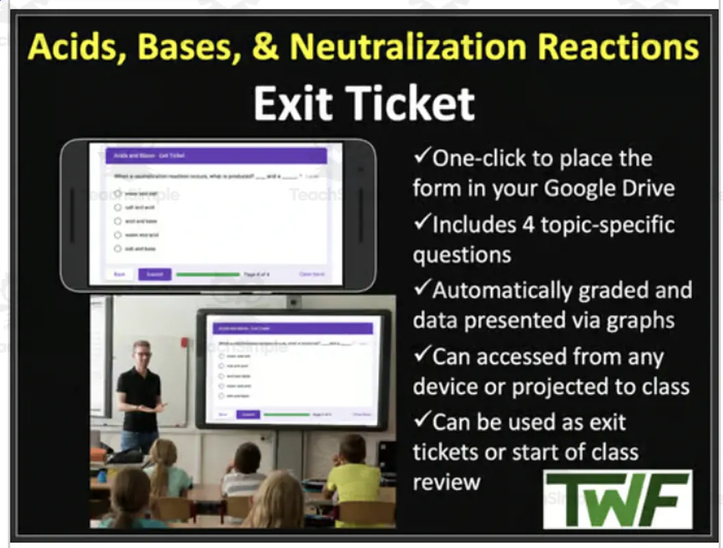 Acids, Bases, & Neutralization Reactions-Exit Ticket & Review Activity ...
