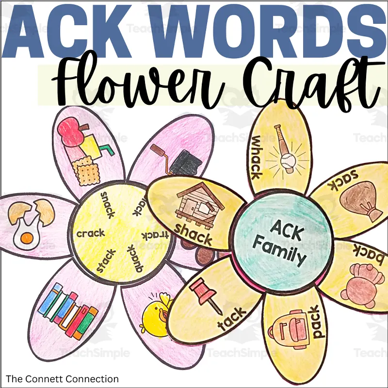 ACK Word Flower Craft - Ending Digraph Phonics Craftivity by Teach Simple