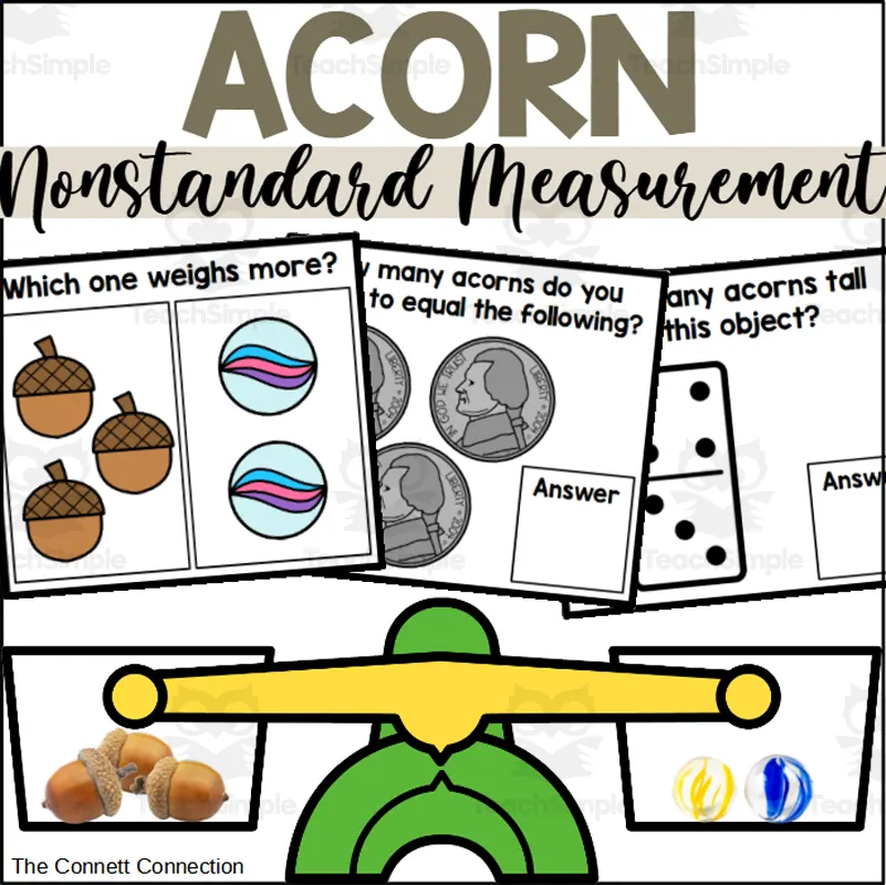 Acorn Nonstandard Weights and Measurements Task Cards by Teach Simple