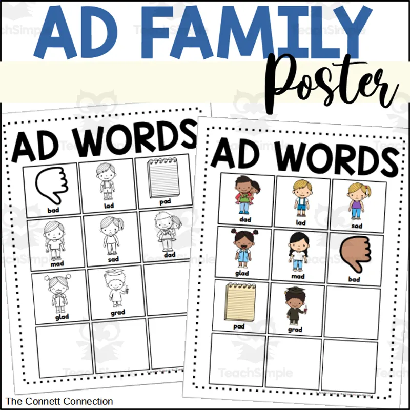 AD Word Family Posters by Teach Simple