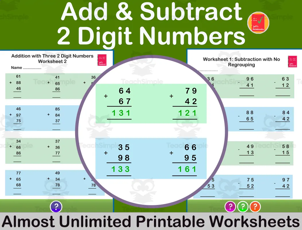 Add & subtract 2-digit whole numbers with & without regrouping by Teach ...