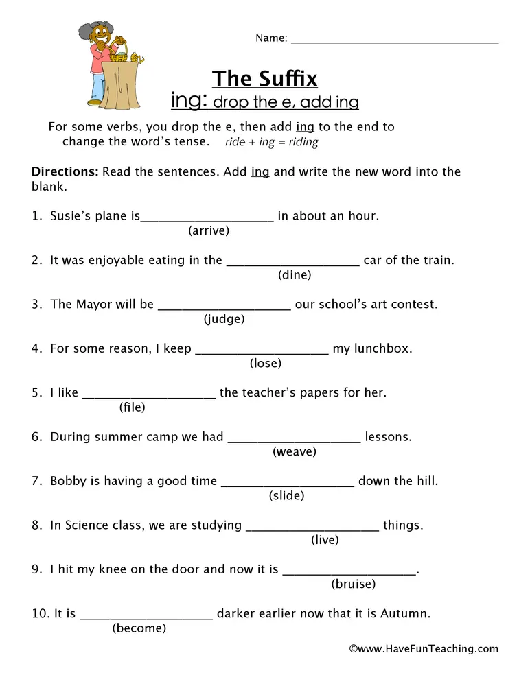 Add Suffix ING Worksheet by Teach Simple Add Suffix ING Worksheet by Teach Simple