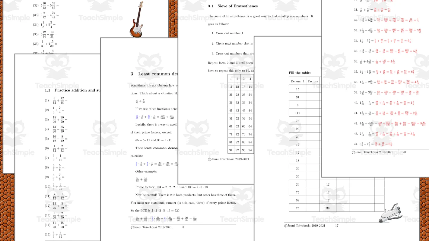 Adding And Subtracting Fractions Mixed Numbers Unlike Denominators By Teach Simple