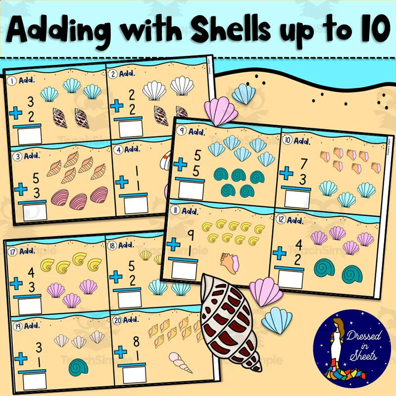 Adding with Shells up to 10 Task Cards by Teach Simple