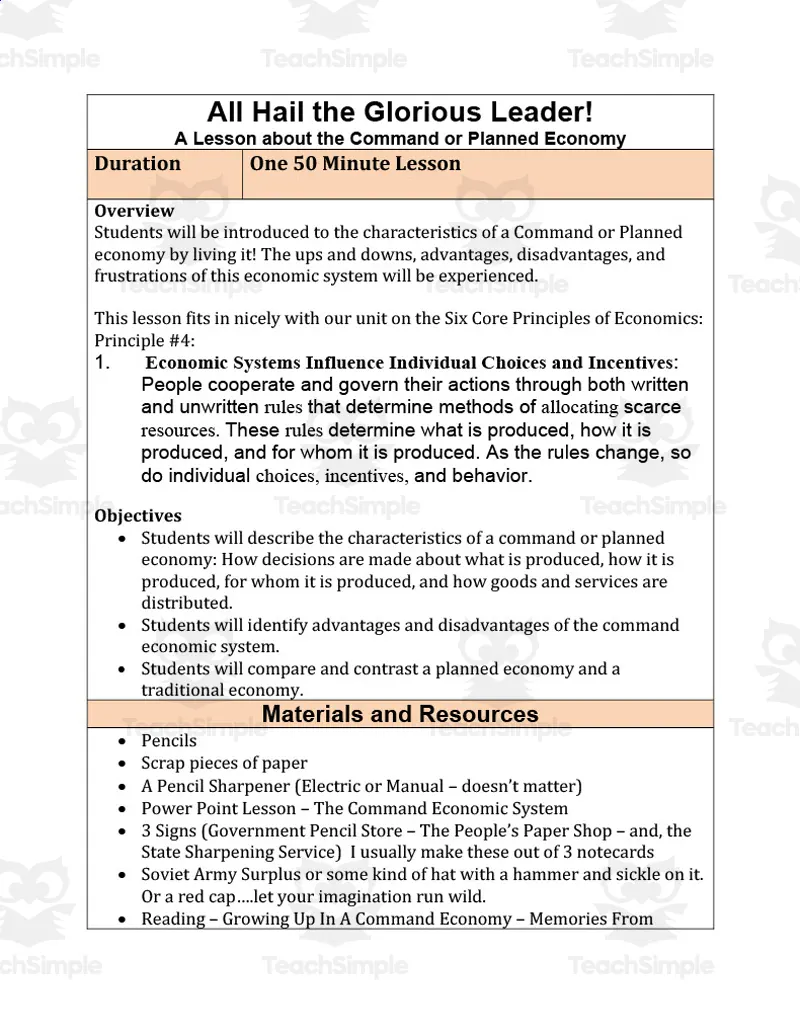 All Hail the Glorious Leader! | The Command or Planned Economic System ...